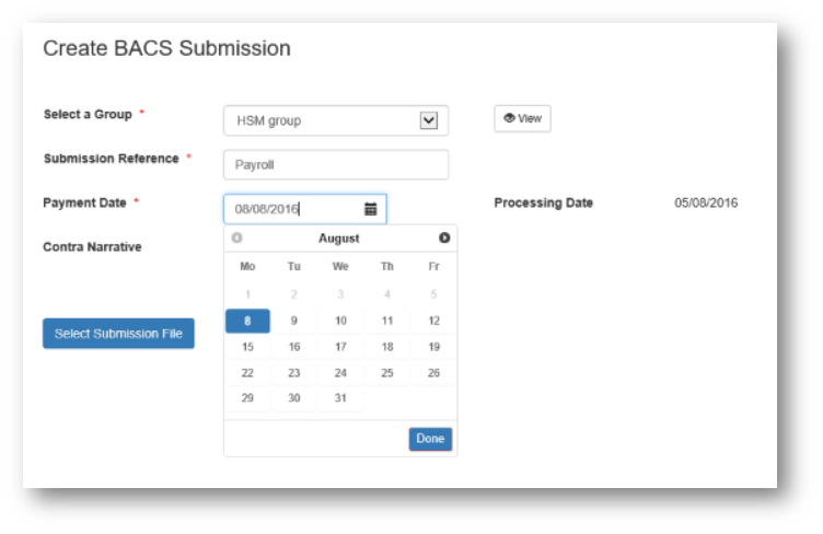 Create BACS Submission From File