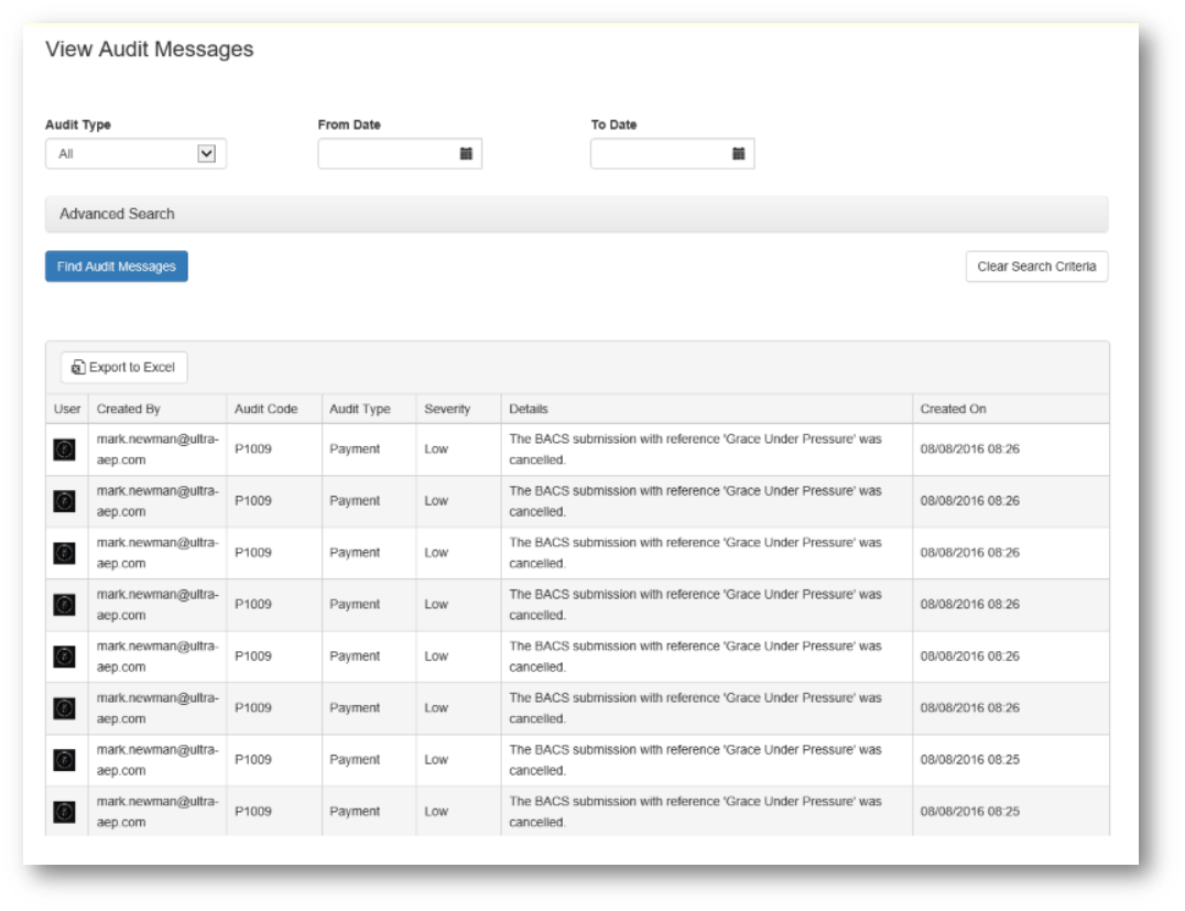 View Audit Messages